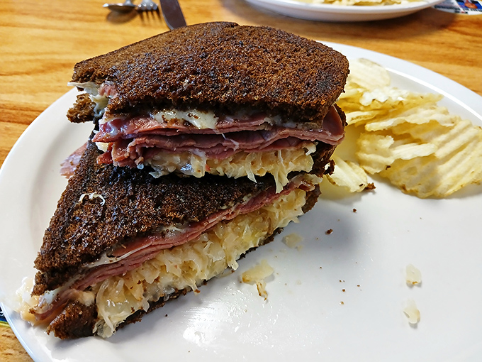 Dark rye bread bookends this tower of corned beef and sauerkraut&mdash;a Reuben sandwich that would make even New York delis nod in respectful approval.