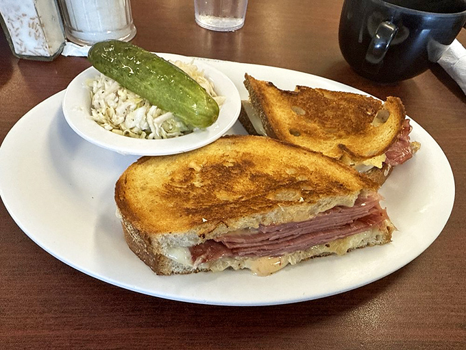 This Reuben sandwich, with its perfect meat-to-sauerkraut ratio, makes a compelling case for lunch at a breakfast place.