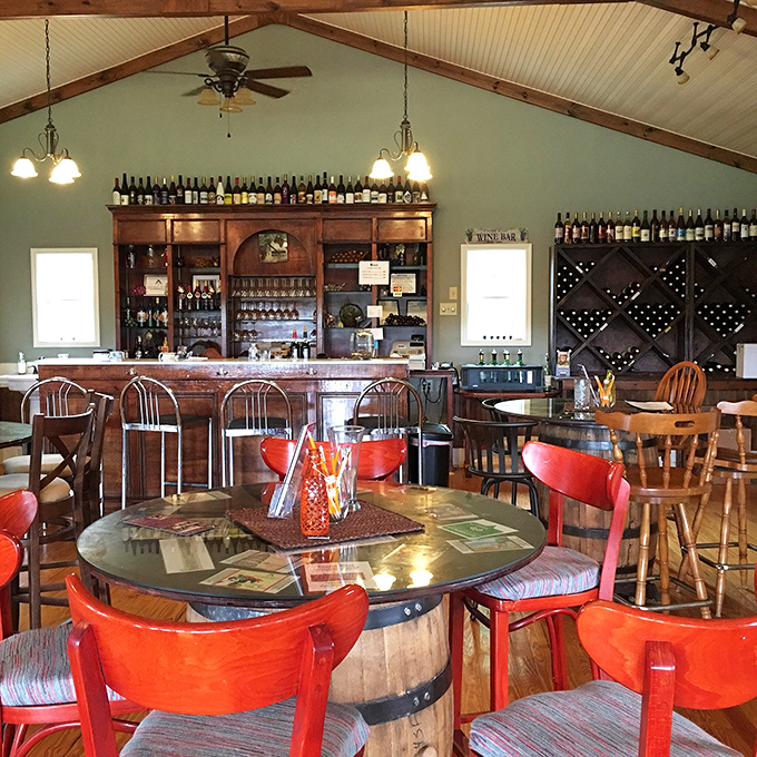 Wine country, Newberry-style&mdash;where barrel tables and cherry-red chairs invite conversations that start with tasting notes and end with life stories.