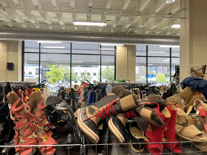 The footwear section: where one person's "these pinch my toes" becomes another's "these complete my outfit" for less than lunch money.