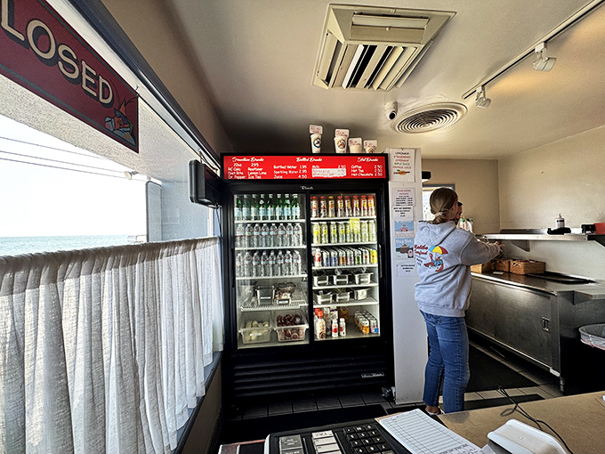 Behind every great seafood joint is a refrigerator stocked with the necessities. Hydration is important when you're about to tackle serious eating.