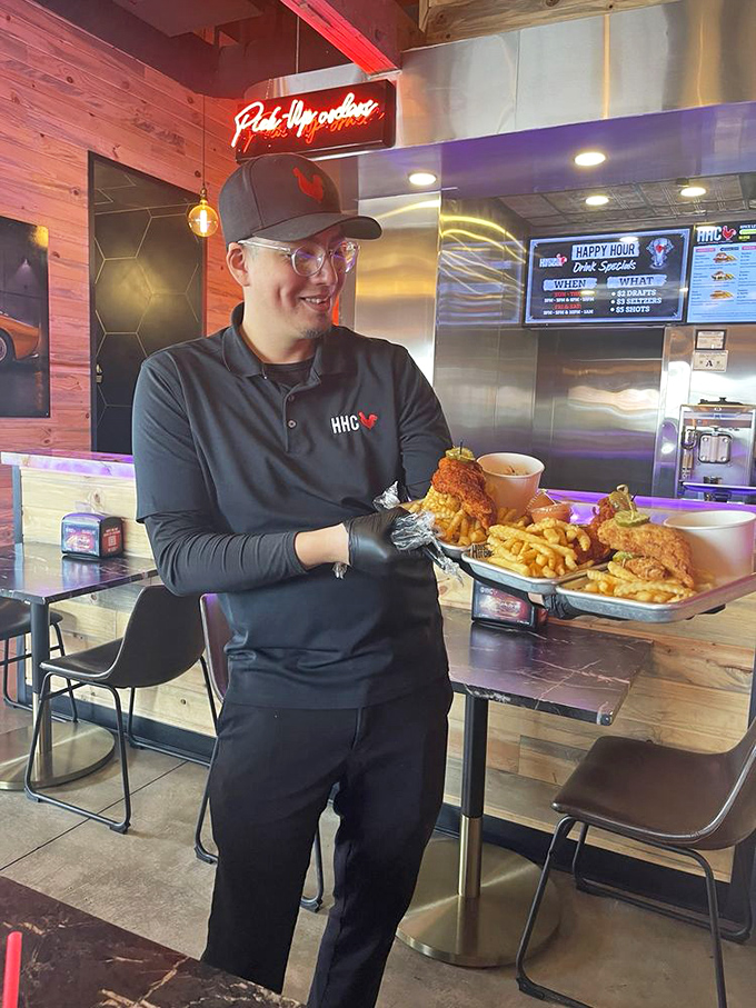 The calm before the storm &ndash; a staff member delivers what might be someone's first dance with Nashville-style heat.