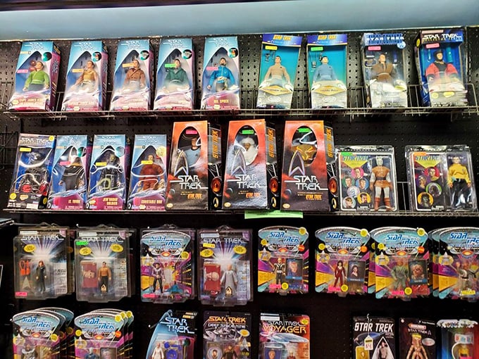 Star Trek figurines boldly going from collector to collector. The ultimate proof that one generation's toys become another's valuable collectibles.