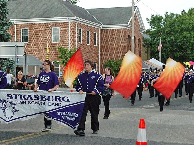 The Strasburg High School Band marches with the kind of hometown pride that makes you temporarily forget you ever complained about small-town life.