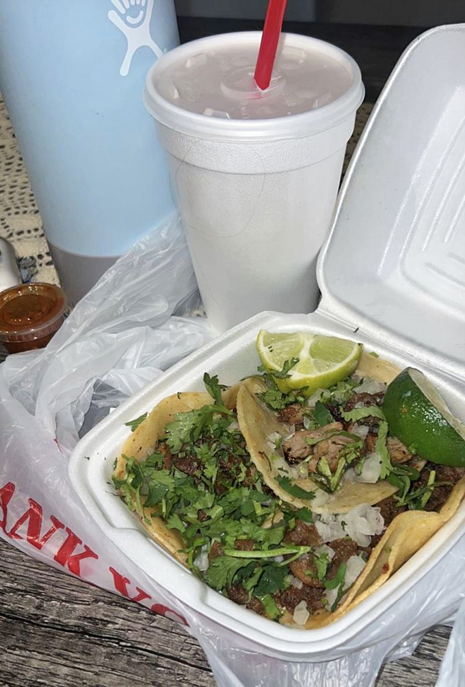 Takeout that makes you want to hug the person who packed it. These tacos travel well, but rarely make it all the way home without sampling.