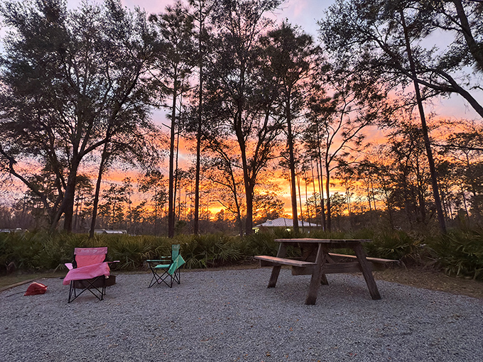 Sunset magic that makes even non-photographers reach for their phones. Mother Nature showing off her painting skills at day's end.