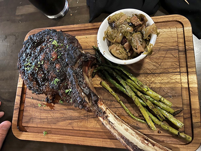 The Tomahawk&mdash;part steak, part conversation piece, all delicious. This primal cut makes vegetarians reconsider their life choices.