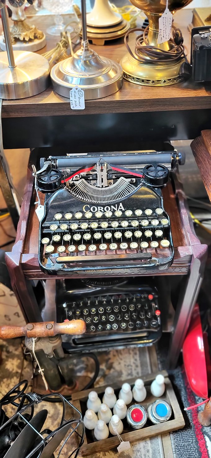 Before laptops and smartphones, words flowed through these mechanical marvels. This Corona typewriter still looks ready for its next great American novel.