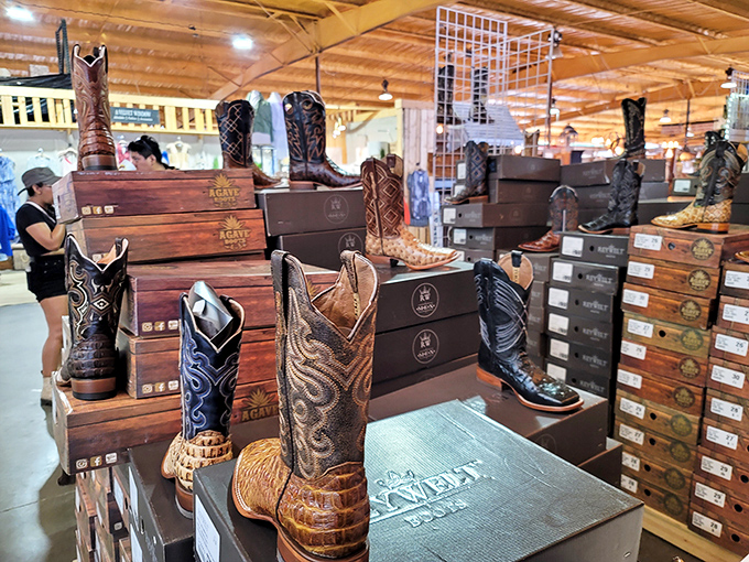 Boot paradise where even city slickers suddenly need three pairs of handcrafted leather footwear. Your credit card is already sweating.