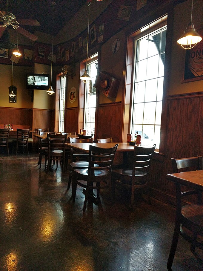 Tall windows flood the dining area with natural light, creating the perfect backdrop for serious sandwich contemplation.