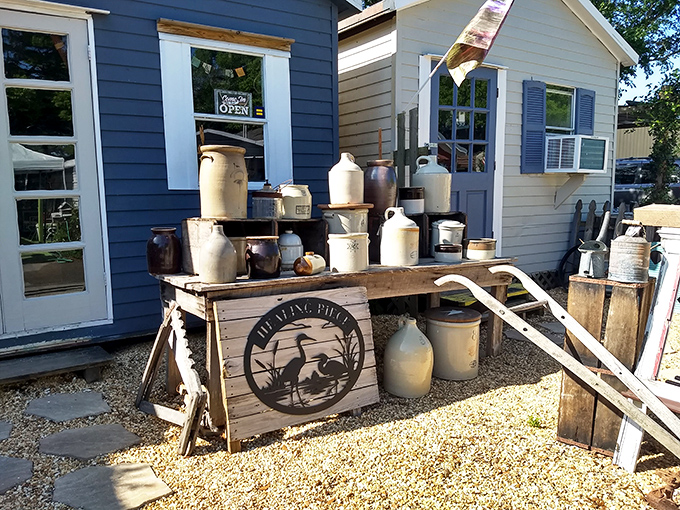 Pottery with purpose. These weathered stoneware pieces tell stories of farmhouse kitchens and simpler times.