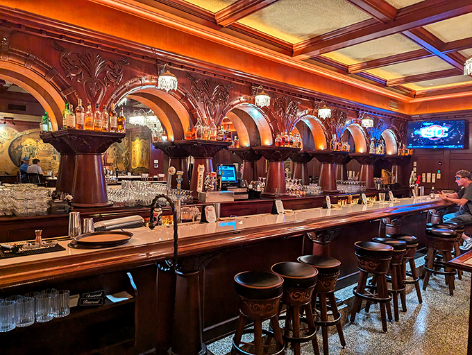 A bar that belongs in a Western movie, where you half-expect John Wayne to sidle up next to you and order a whiskey, neat.