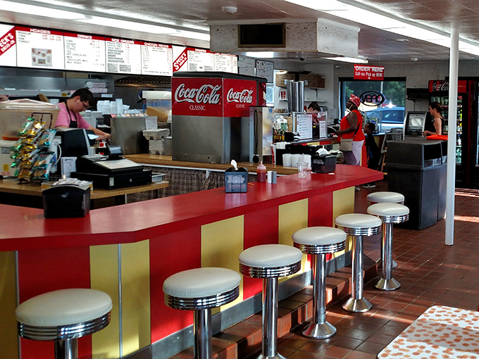 Pull up a chrome stool at the classic counter and watch the kitchen magic happen before your eyes.