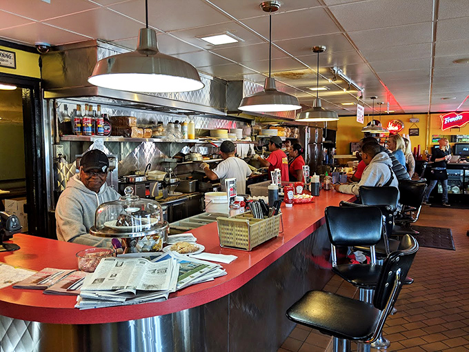 The heart of any great diner is its counter, where regulars become family and coffee cups are never empty.