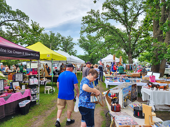 The ultimate social network. Shoppers connect over shared memories as they browse tables laden with treasures from Minnesota attics and basements.