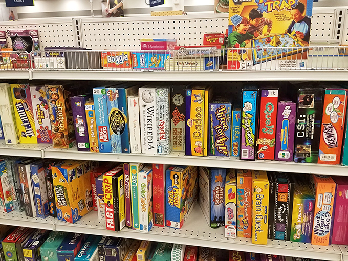 Board game heaven! Every box contains both entertainment and the faint echoes of family game nights from someone else's memories.
