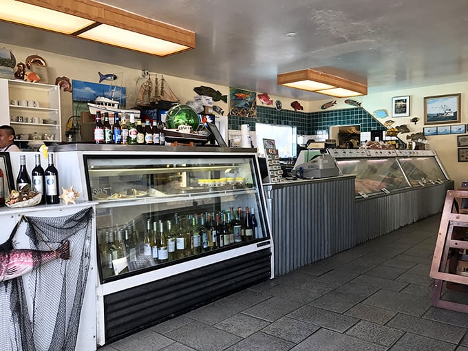 The fish market side of the operation&mdash;where tomorrow's dinner waits on ice. Seafood shopping as spectator sport.