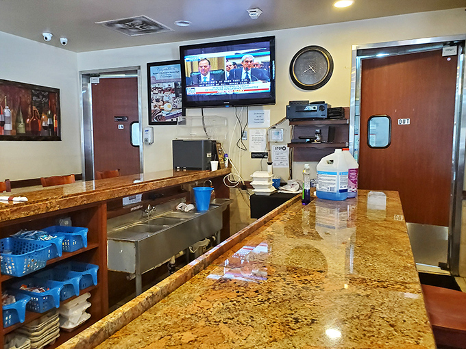 Behind this counter, culinary magic happens with the efficiency of people who know exactly what your soul needs before you do.