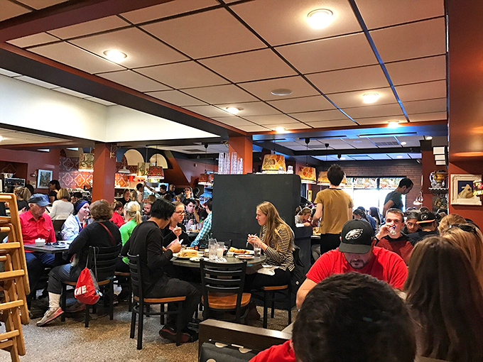 The weekend crowd at Sabrina's proves that great breakfast is worth waiting for. These people understand life's true priorities.