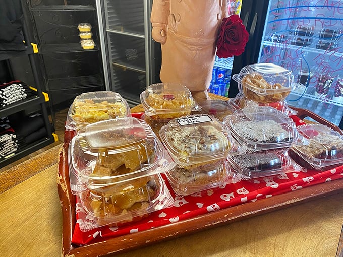 A dessert display that turns "I couldn't possibly eat another bite" into "Well, maybe just one of those..."