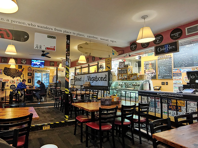 Where license plates meet pendant lights, and every table tells the story of Maryland meals well enjoyed.