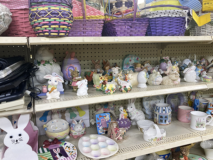The Easter d&eacute;cor graveyard in July &ndash; where seasonal bunnies patiently hibernate until someone gives them a new spring celebration to attend.