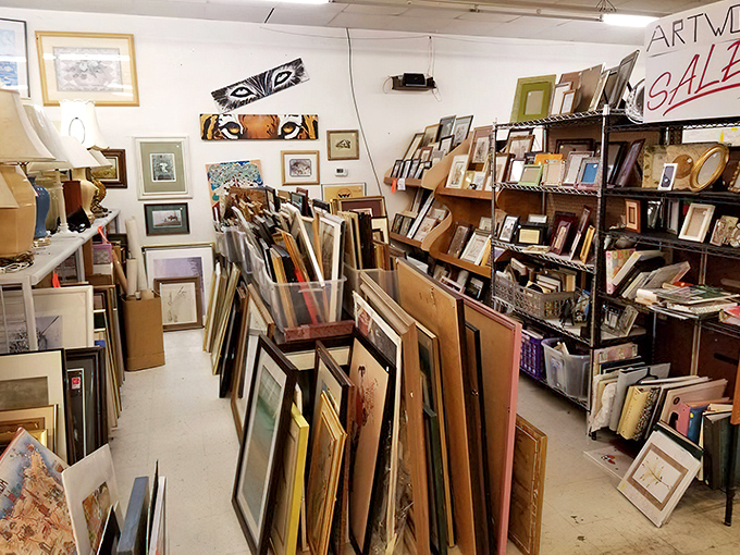 The art section offers a gallery experience where frames sometimes outvalue their contents, and every piece waits for the right wall to call home.