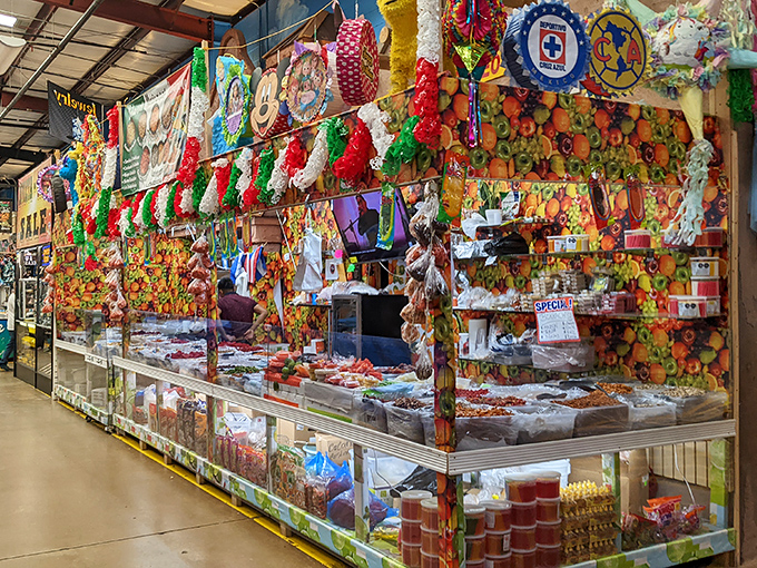 A feast for the eyes that promises a feast for the stomach. This colorful display of Mexican candies and treats makes willpower merely a suggestion.
