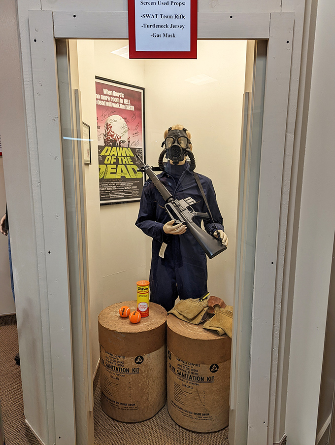 The attention to detail in this utility room zombie display proves horror is all about the unexpected encounters.