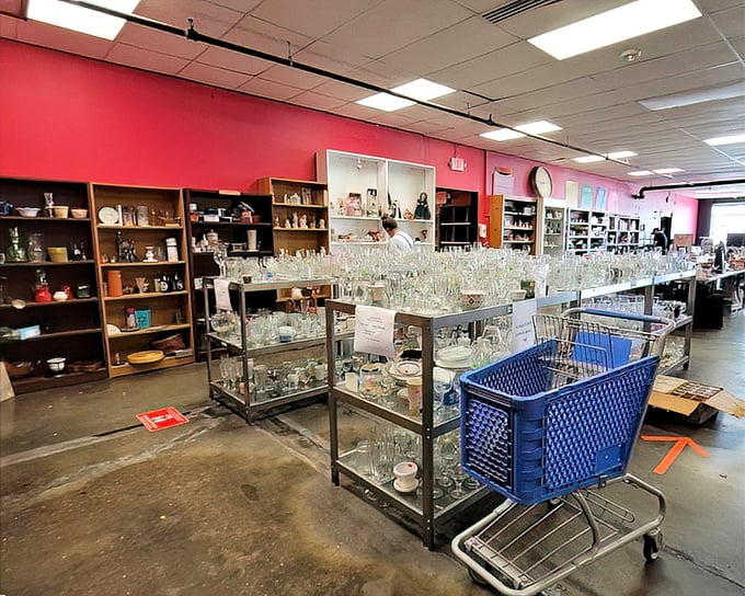 The glassware section sparkles under fluorescent lights, offering everything from everyday tumblers to that perfect vase for spontaneous bouquets.