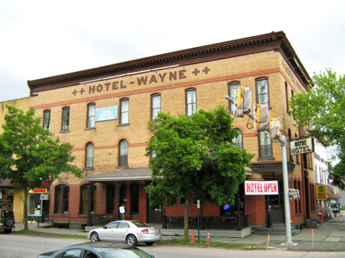 The Hotel Wayne isn't trying to be a boutique hotel chain knockoff—it's the real historic deal, standing proudly as it has since the 19th century.