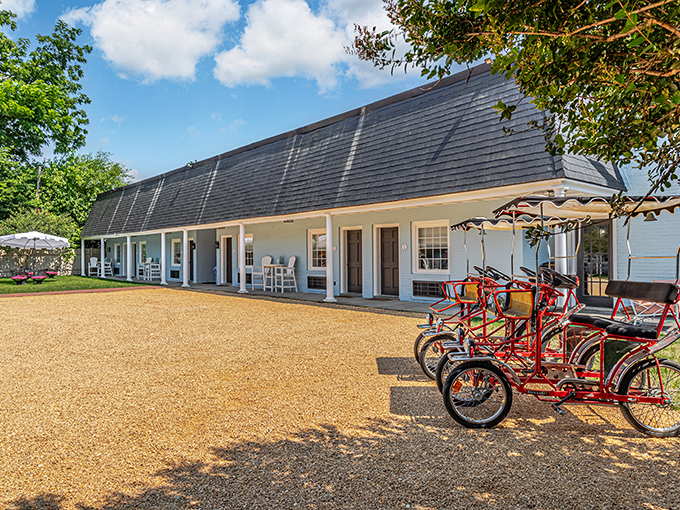 The Chesapeake Inn offers waterfront accommodations with a side of Southern charm – and those red rental bikes are begging for an impromptu tour.