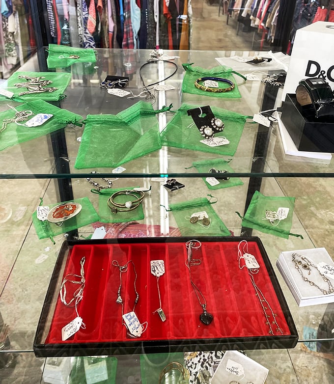 Jewelry displayed like archaeological treasures&mdash;each piece carrying stories from previous lives while awaiting its next chapter.