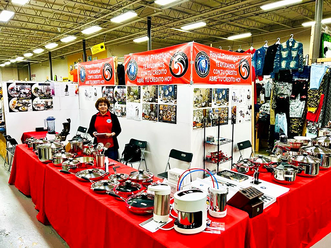 Cookware that could launch a thousand meals! This vibrant display of pots and pans might inspire your inner Julia Child.