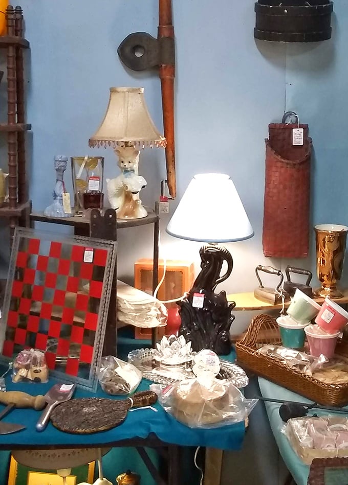 Vintage lamps, checkerboards, and curios create tableaux of possibility—each corner a postcard from an era when things were built to last forever.