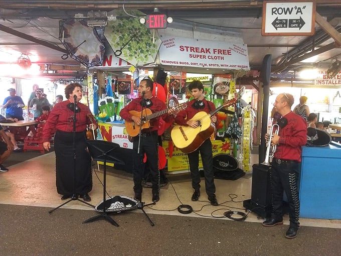 Live mariachi music transforms shopping into a fiesta, proving Fleamasters isn't just about finding things, but experiencing moments between purchases.