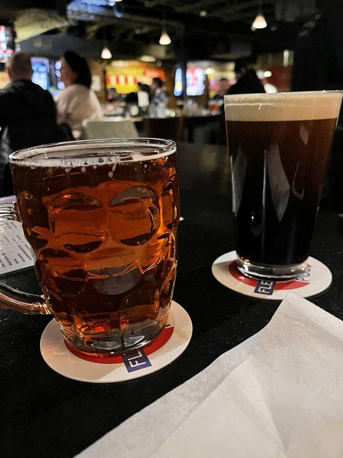 Two glasses of liquid poetry&mdash;amber London Pride and velvety Guinness. A special relationship between nations, represented in perfectly poured pints.