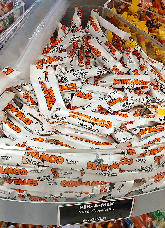 Mini Cowtails huddled together like tiny sugar logs. These caramel treats are what sticky fingers were invented for.