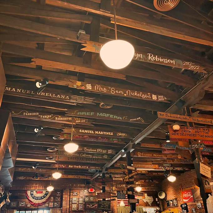 Names etched in wood &ndash; Babe's version of the Hollywood Walk of Fame, except these stars earned their place through honest cooking.