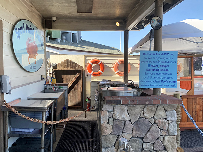 The outdoor kitchen setup &ndash; where function trumps form and the focus remains squarely on serving exceptional seafood.