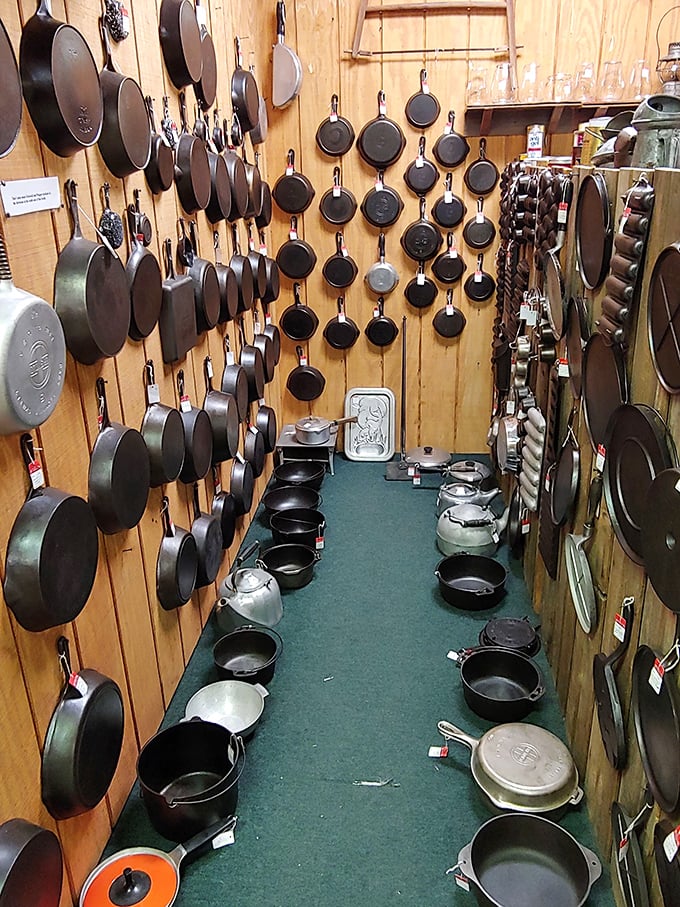 Cast iron alley &ndash; where seasoned collectors know the real treasures aren't just pans, but the invisible flavors of decades of family dinners.