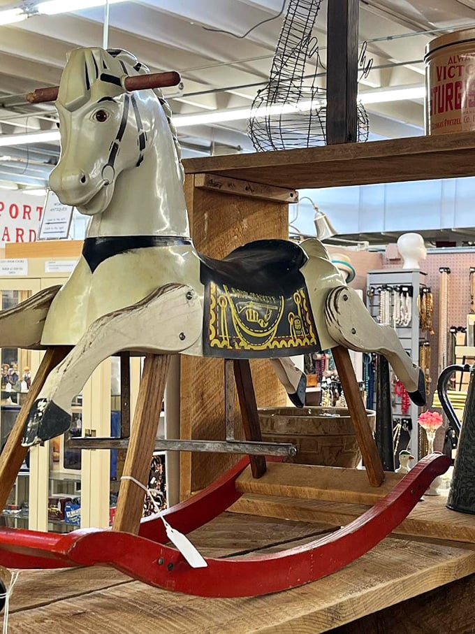 This vintage rocking horse isn't just a toy&mdash;it's childhood nostalgia on wooden rockers. Generations of imaginary cowboys rode this noble steed.