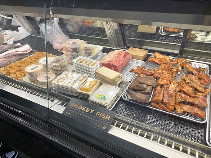 The seafood case is like a treasure chest for grown-ups. I'd choose that smoked salmon over jewelry any day of the week.