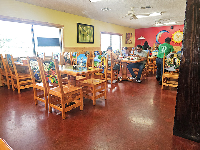 The dining room buzzes with the universal language of "mmm." Those wooden chairs have witnessed countless food epiphanies and happy food comas.
