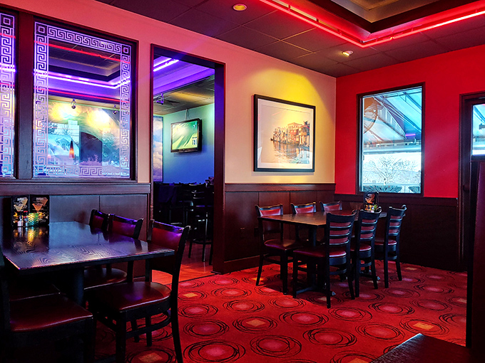 The dining room's vibrant colors create an atmosphere where calories don't count and seafood stories get better with each telling.