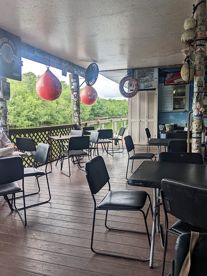 Waterfront dining where the view competes with the food. Red buoys and weathered wood create the nautical equivalent of comfort food.