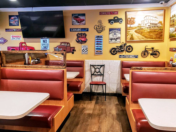 Classic diner booths where countless life decisions have been made over coffee and where calories simply don't count.