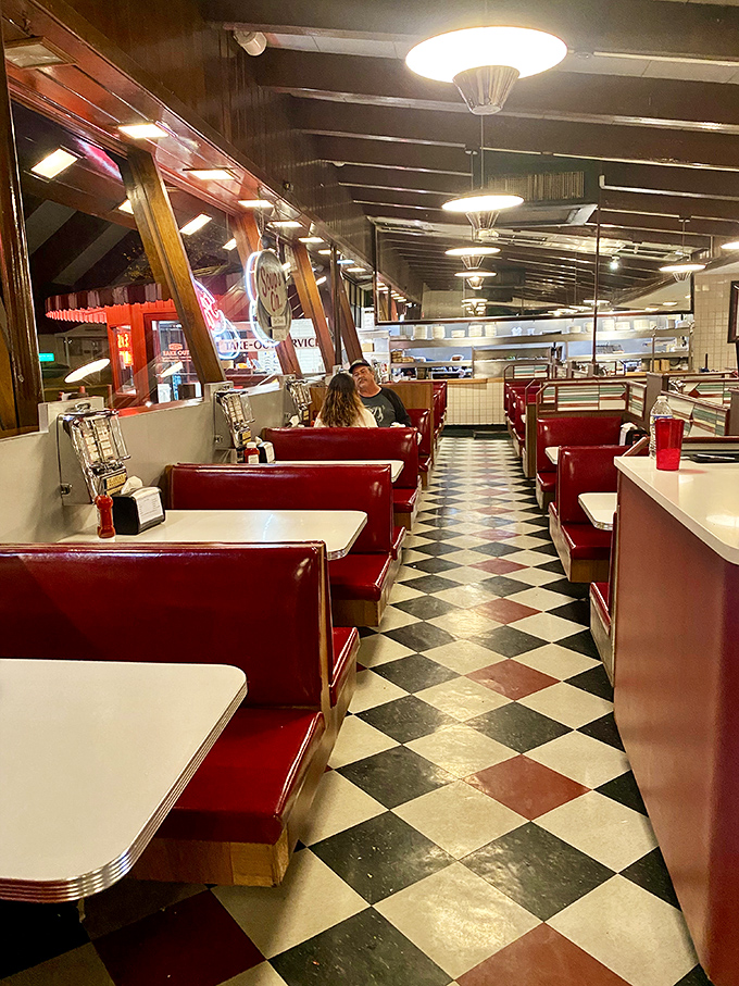Classic diner aesthetics with a checkered floor that's seen more Delaware stories unfold than the local newspaper's front page.