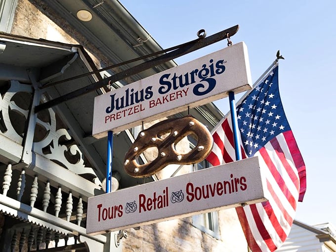 The sign says it all&mdash;tours, retail, souvenirs, and that iconic pretzel shape that's become America's favorite twisted snack.
