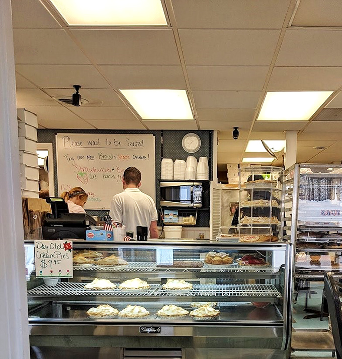 The pie case&mdash;where willpower goes to die and diet plans are cheerfully abandoned. Worth every delicious calorie and subsequent regret.